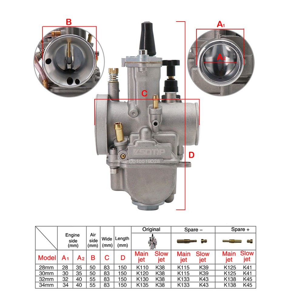 Motorcycle 34mm Carburetor 4T Modified Carb ZSDTRP Universal | eBay