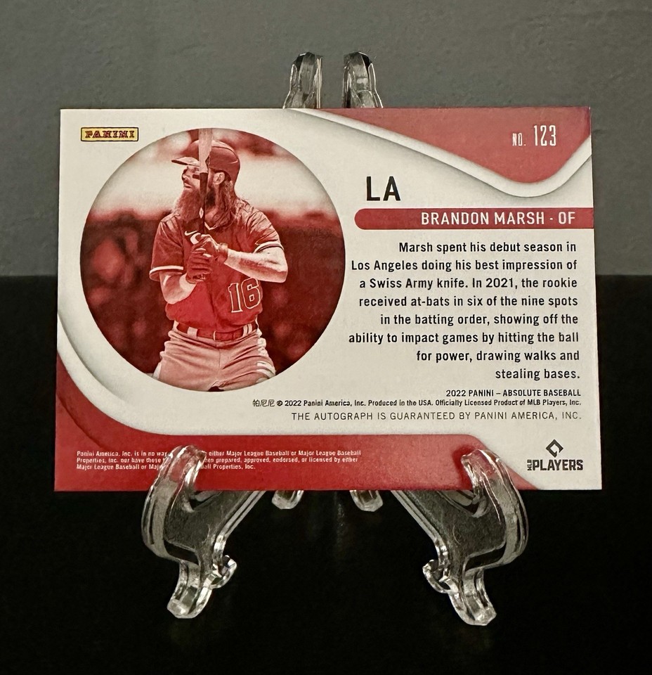 Brandon Marsh 2022 Absolute Baseball Rookie Signature 14/99 Card #123 ...