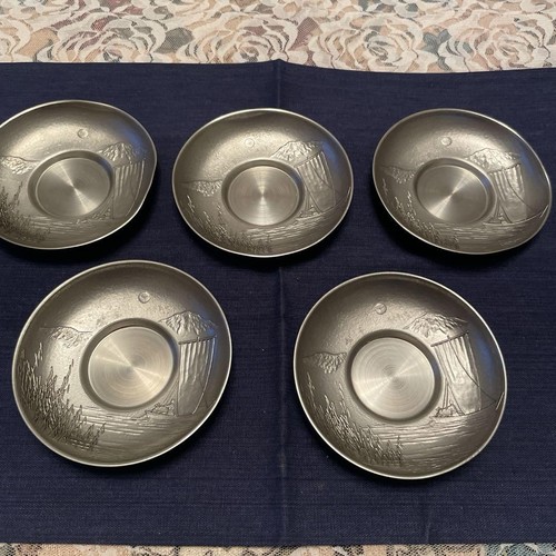 Chataku Teacup saucer Sencha Made Of Tin, Shomine-Ji, Tea Trays, Five ...