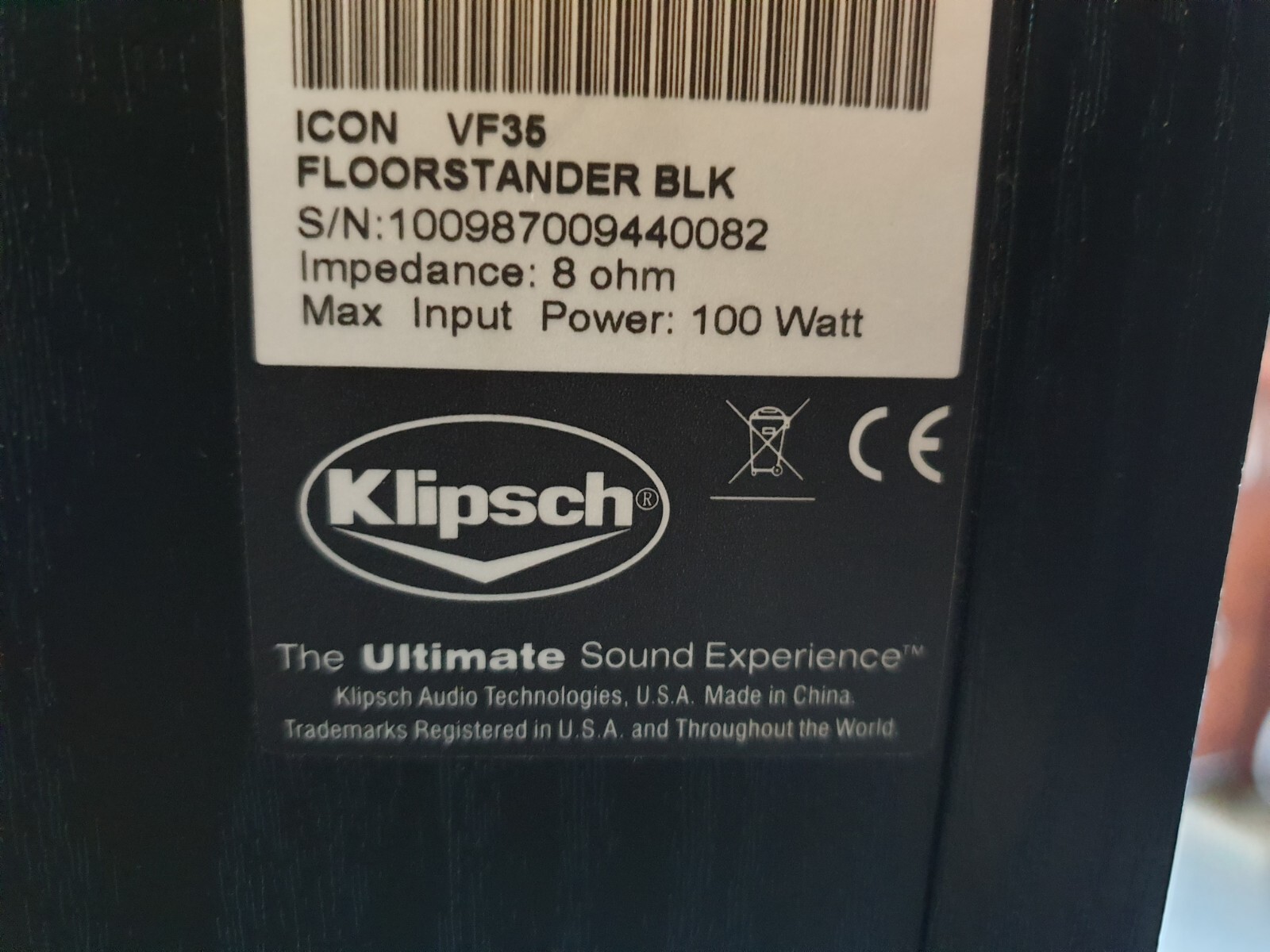 Klipsch Icon VF-35 Stereo Speakers Floorstander Blk, 400 W, in good ...