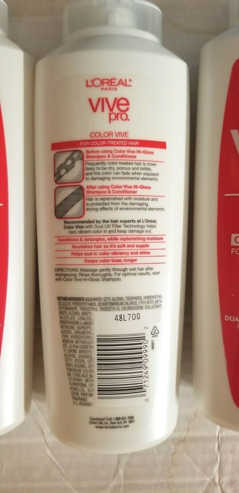 4x L'Oreal Vive Pro Color Vive Hi Gloss Conditioner For Color Treated ...