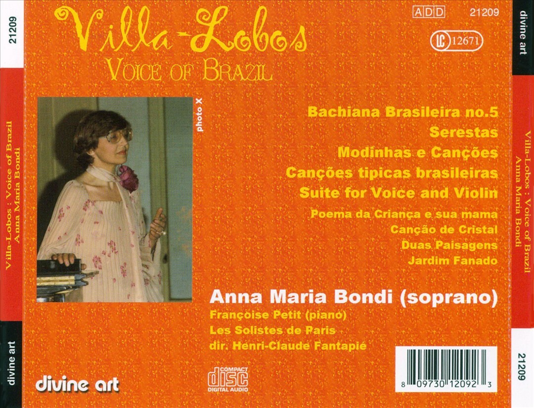 ANNA MARIA BONDI VILLA-LOBOS: VOICE OF BRAZIL NEW CD 809730120923 | eBay