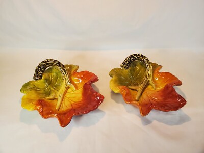 Kaldun & Bogle Ceramic Hunt Harvest Leaf Dish Set Of 2 Fall Autumn ...