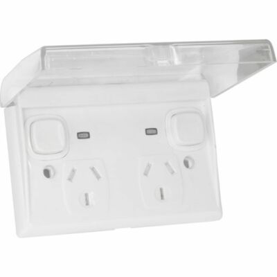 Transco Weatherproof Powerpoint Two Outlets 10A Clear Slim Clear Lid ...
