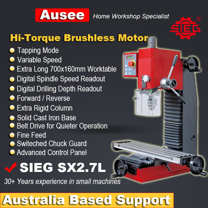 SIEG Premium HiTorque Mini Metalworking Lathe & Drill Mill Combo ...