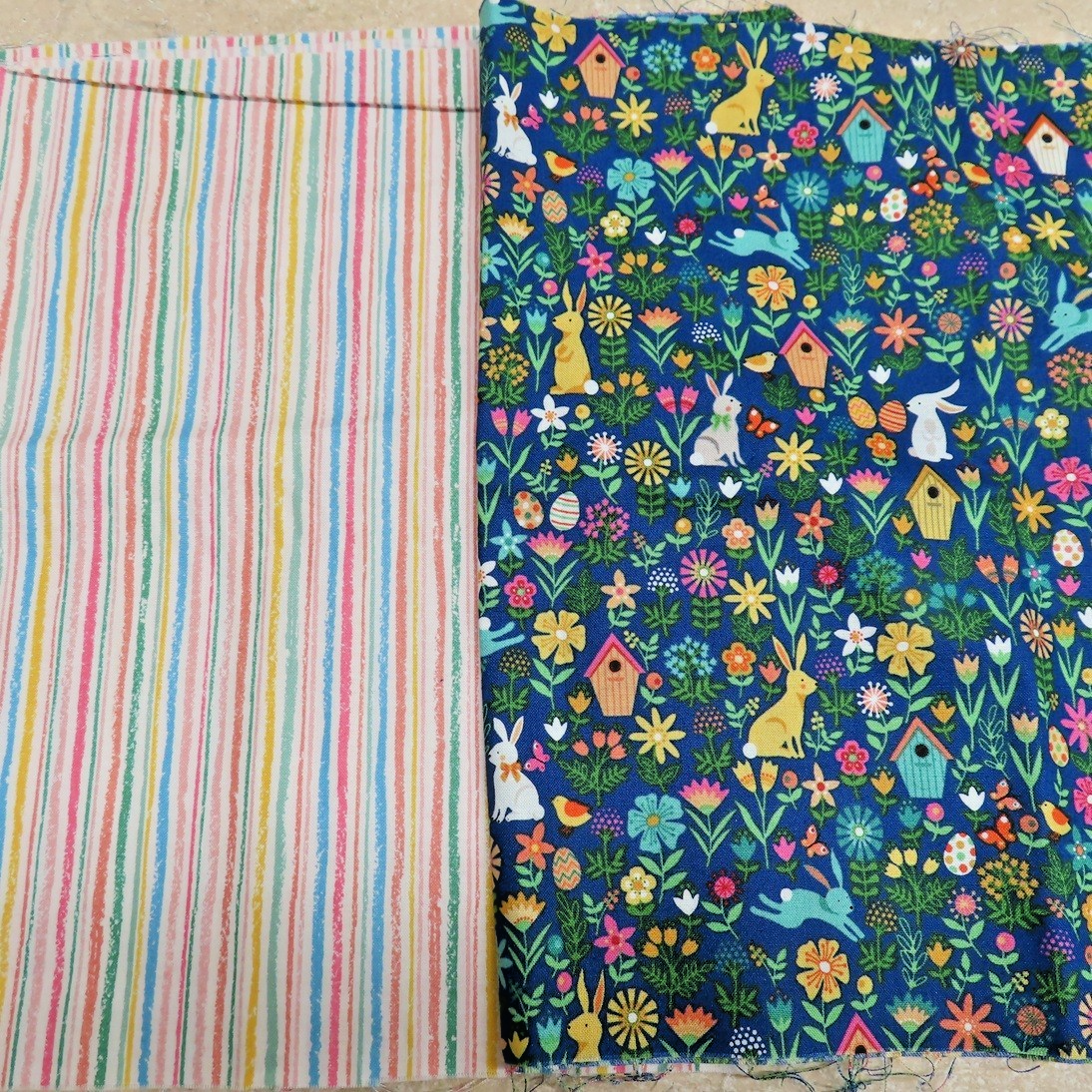 Makower, UK Hello Spring Easter Print and 1634 Chalk Stripe (The Henry ...
