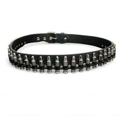 Mens Metal Silver Stud Hip Hop Style Leather Belt Bullet Punk Craft ...