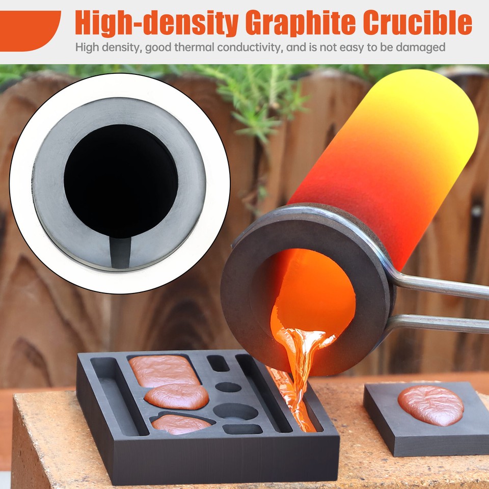 TOAUTO 1800W Electric Gold Melting Furnace 6.6LB Crucible Casting Ingot ...