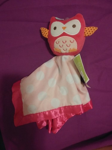 Circo Pink Owl Lovey Plush Security Blanket White Polka Dot Satin Trim ...