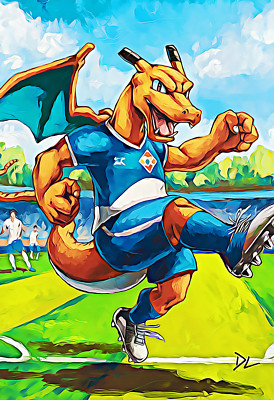 Charizard "The Soccer Player" Original Pop Art Print - 13 x 19 Poster ...