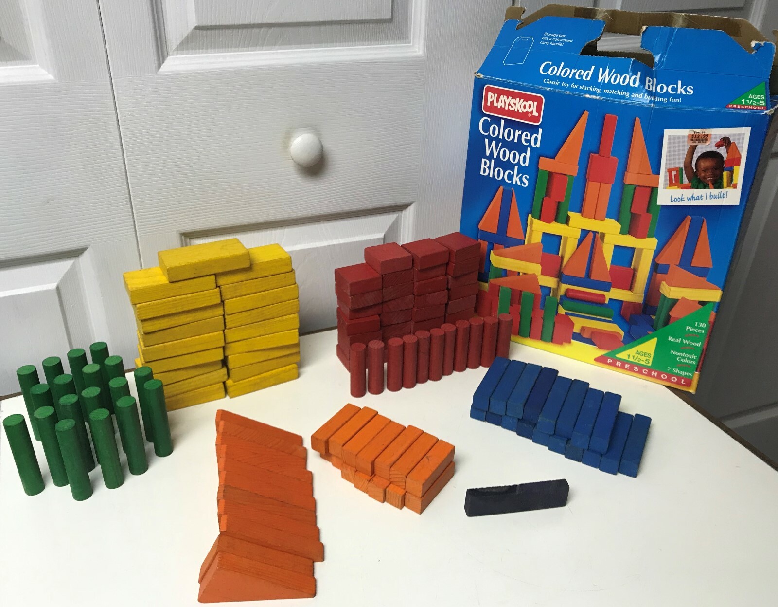 Vintage Multi - Color Playskool Wood Blocks - 113 Pieces plus original ...