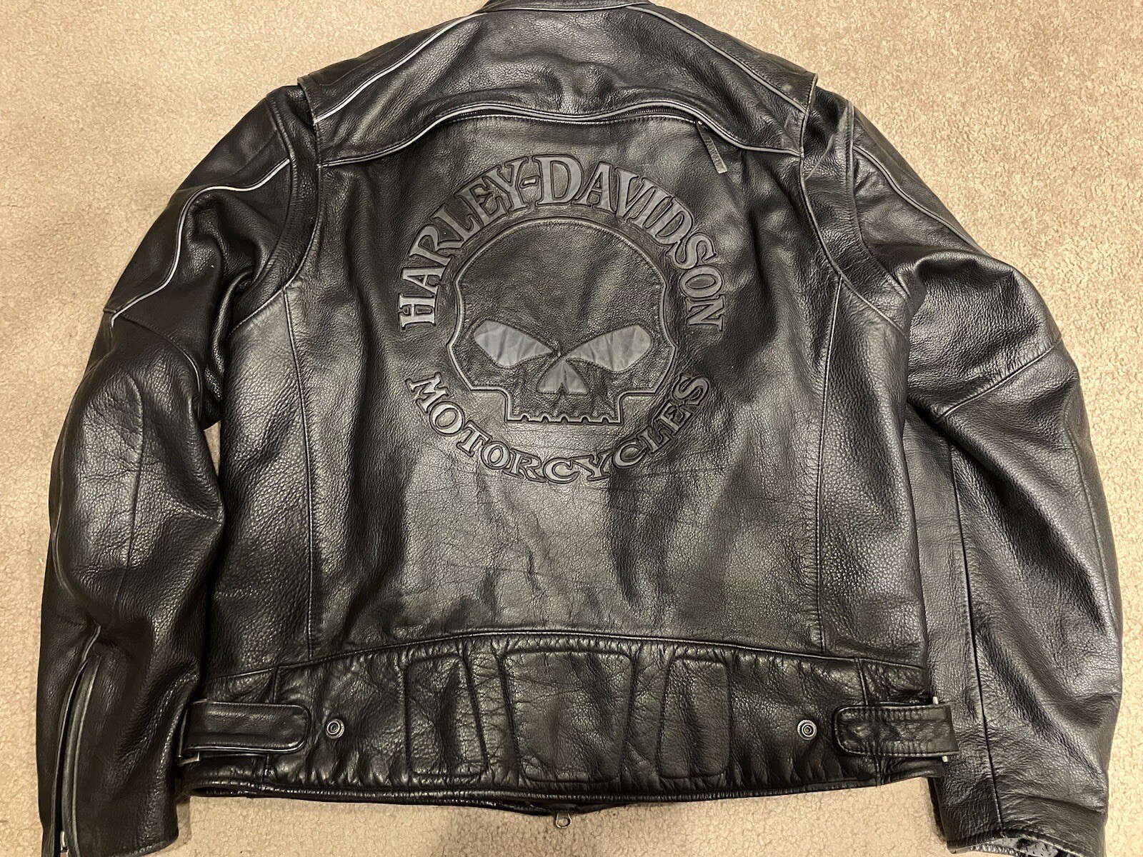 Harley Davidson Willie G Reflective Skull Leather Jacket w/liner - Mens ...