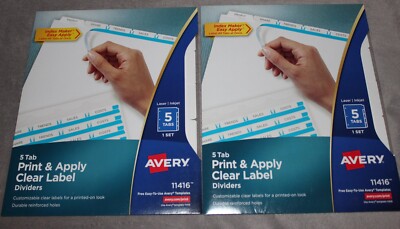 Avery Clear Label File Index Maker Presentation Dividers 11416 5 Tabs ...
