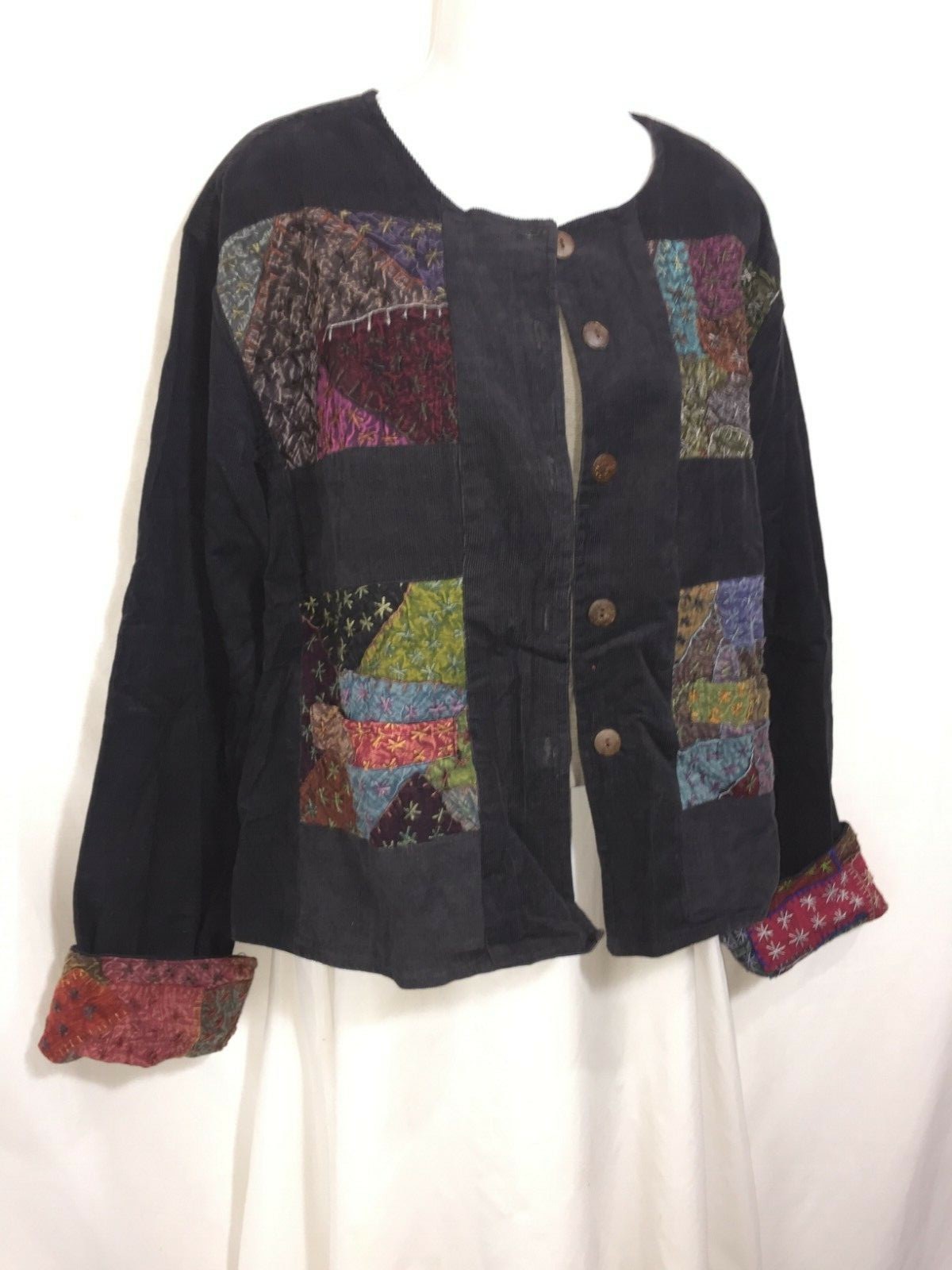 Sacred Threads Jacket Medium Large Black Corduroy Nothing Matches ...