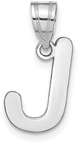 14K White Gold Polished Bubble Letter J Initial Pendant | eBay