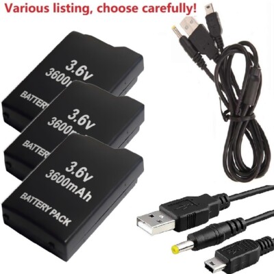 Battery + 2in1 Charge Cable for Sony PSP 1000 1001 1002 1003 1004 1005 ...