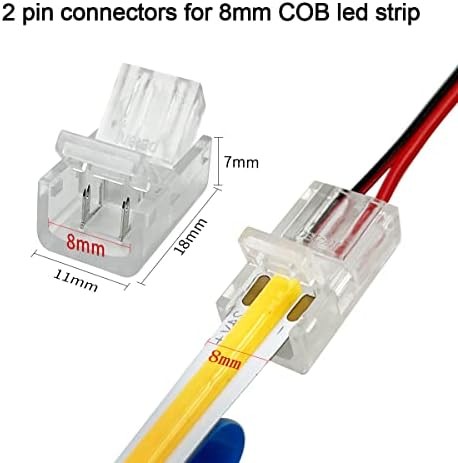 12 Pack 8mm COB LED Strip Light Connectors 2 Pin Solderless Adapter ...