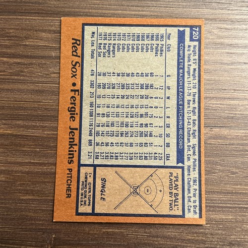 1978 Topps - Fergie Jenkins #720 | eBay