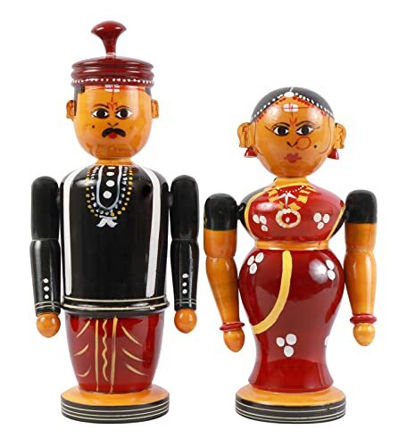 Handcrafted Wooden Bride Couple Statue Showpiece For Home Office Decor ...