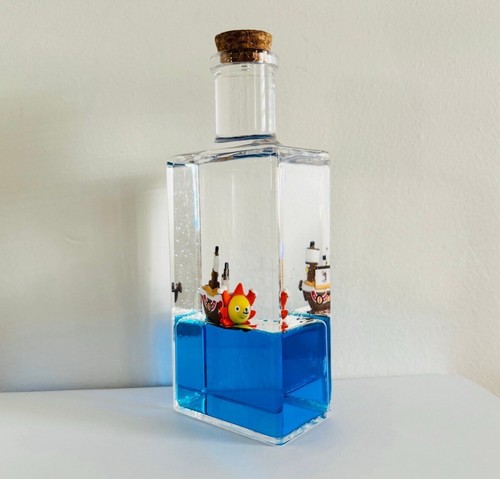 Unique 7” One Piece Luffy Thousand Sunny ship in ocean acrylic bottle ...
