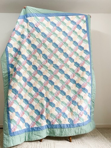 Vintage tumbling blocks Handmade Quilt Beautiful Pastel Color | eBay