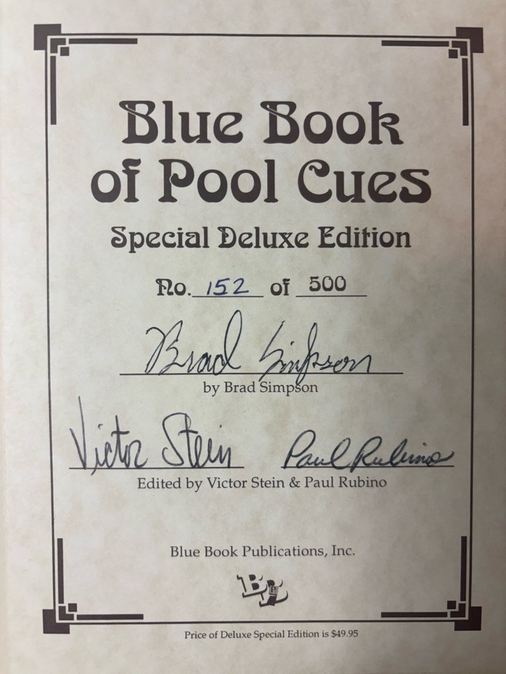 BLUE BOOK OF POOL CUES,DELUXE LIMITED ED.(152 Of 500) All FOUR ...
