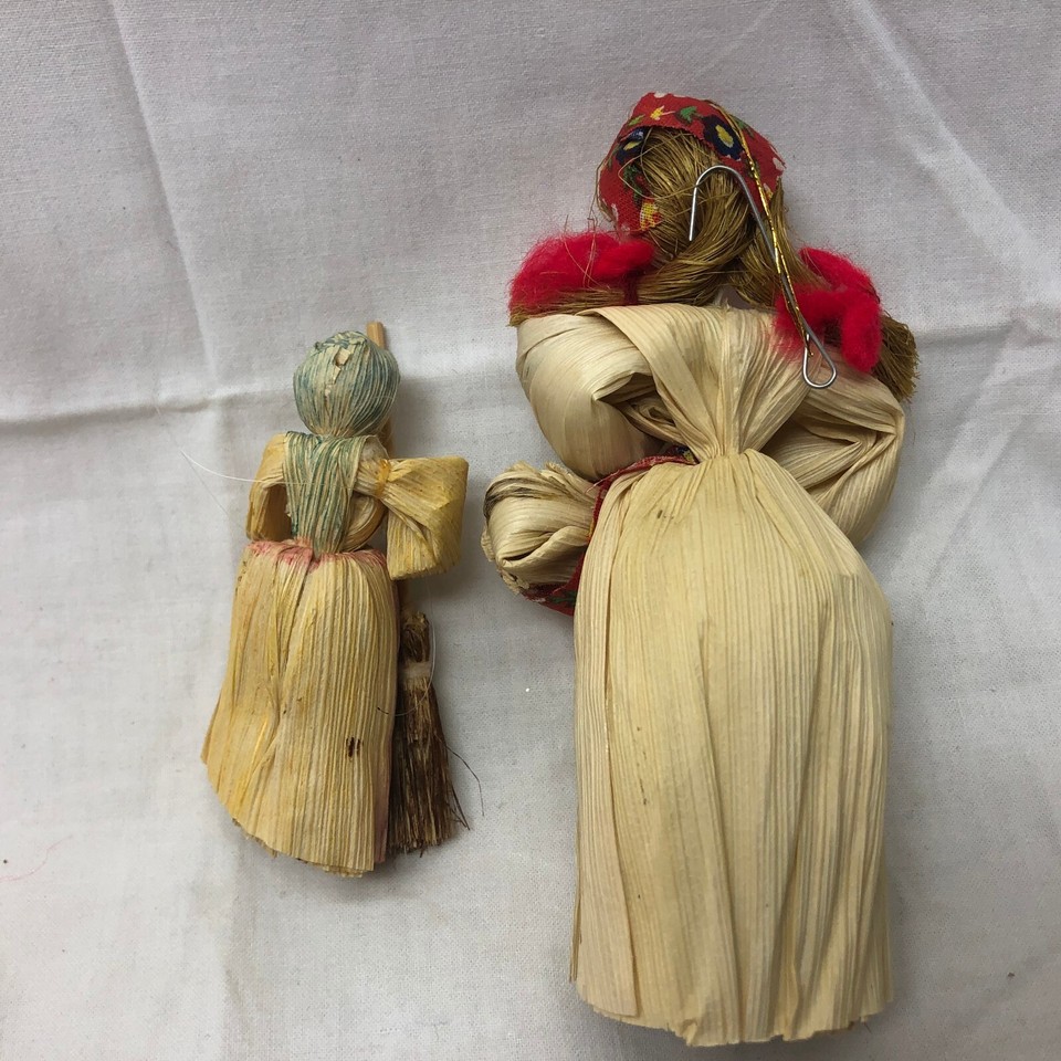 2 Corn Husk Dolls Christmas Ornaments | eBay