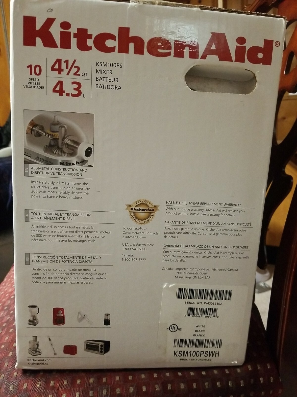 New KitchenAid Ultra Power Plus Mixer White 4.5 Quart 10 speed ksm100ps ...
