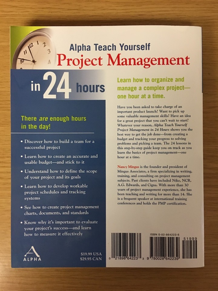 Alpha Teach Yourself: Project Management in 24 hours 9780028642239| eBay