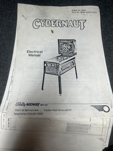 Bally / Midway CYBERNAUT Pinball Machine Manual - good used copy | eBay