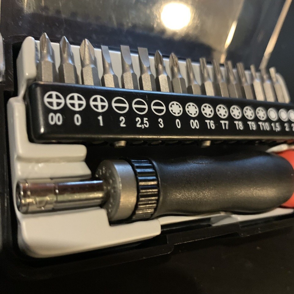 Ratcheting Precision 17pc Screw Driver Set with Bits Hex Torx Flat ...