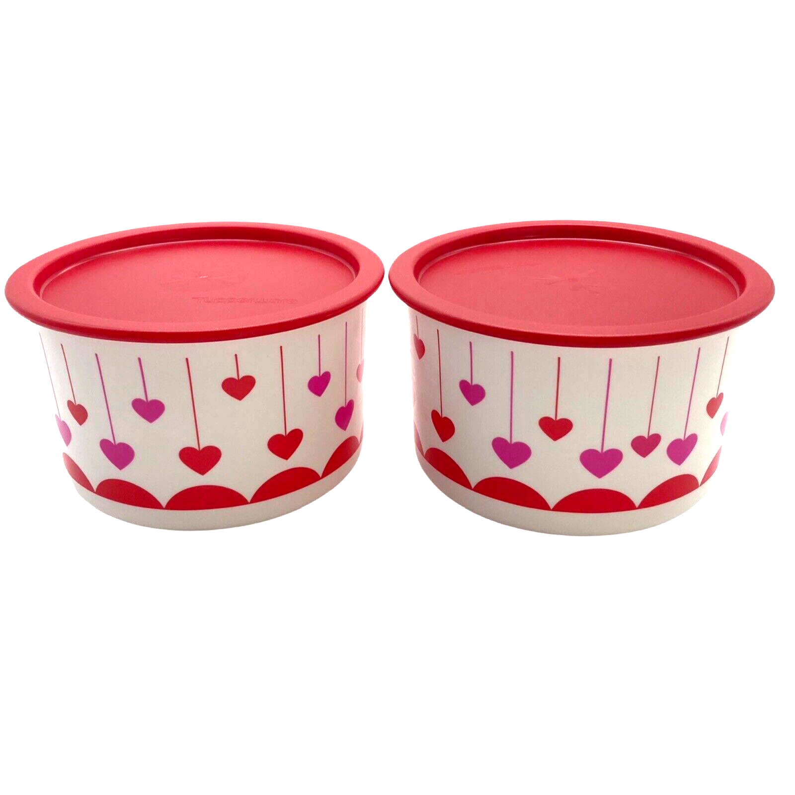 TUPPERWARE One Touch Canister Jr. Pink Hearts, 4 cup, Lid Valentine's ...