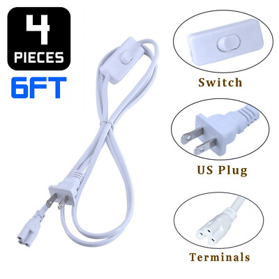 T5 T8 6FT Integrated LED Tube Light 3 Pin US Power Cords With ON/OFF ...