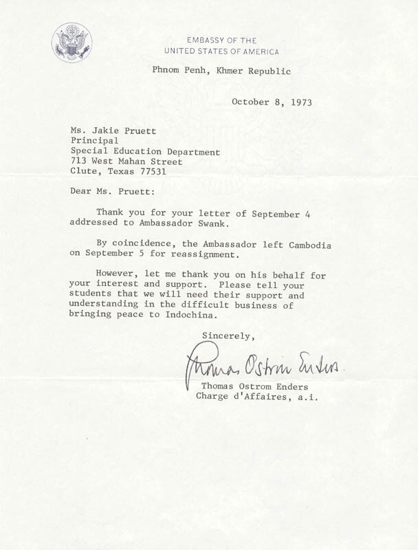 THOMAS OSTROM ENDERS - TYPED LETTER SIGNED 10/08/1973 | eBay