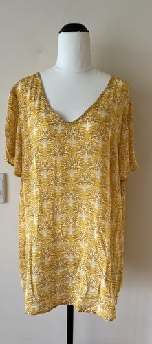 Blue Illusion Sunny Yellow Print Blouse Top Size L | eBay