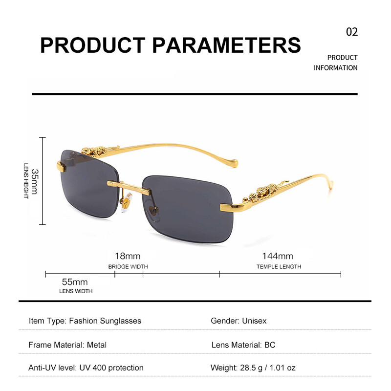 Slim Rimless Rectangle Sunglasses Women Men Fashion Frameless Sun ...
