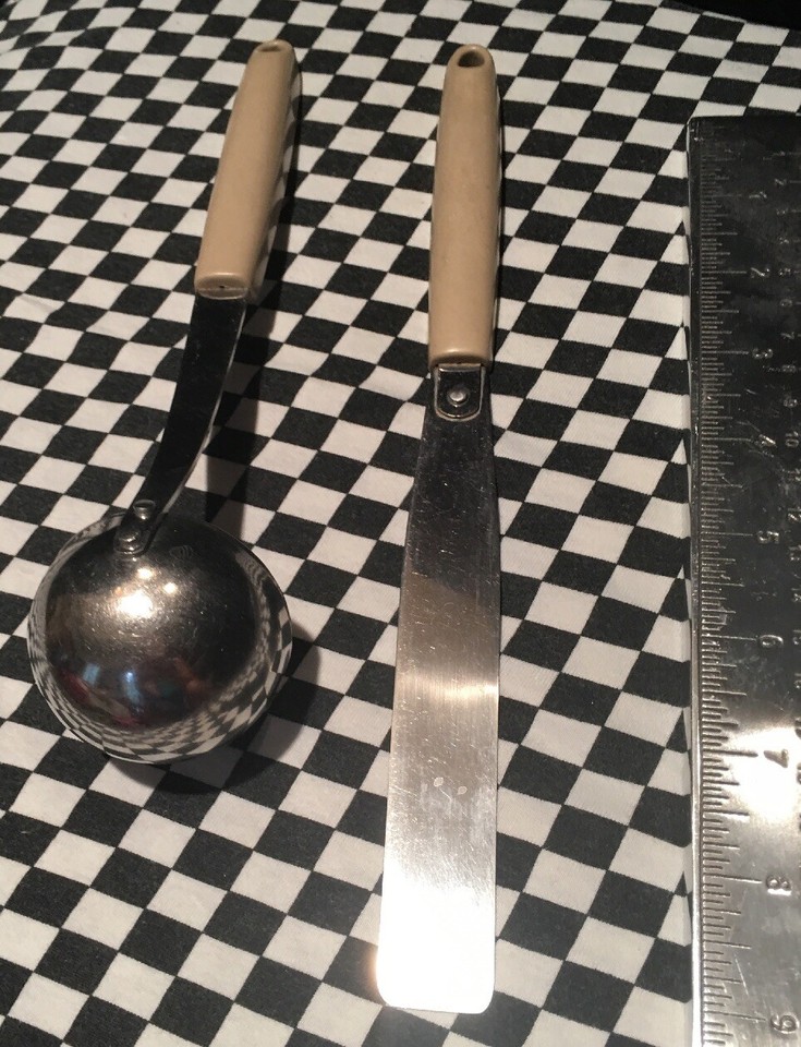 Flint Stainless Steele 4 Pc Vintage Utensil Set FORK KNIFE Ladle Flat ...