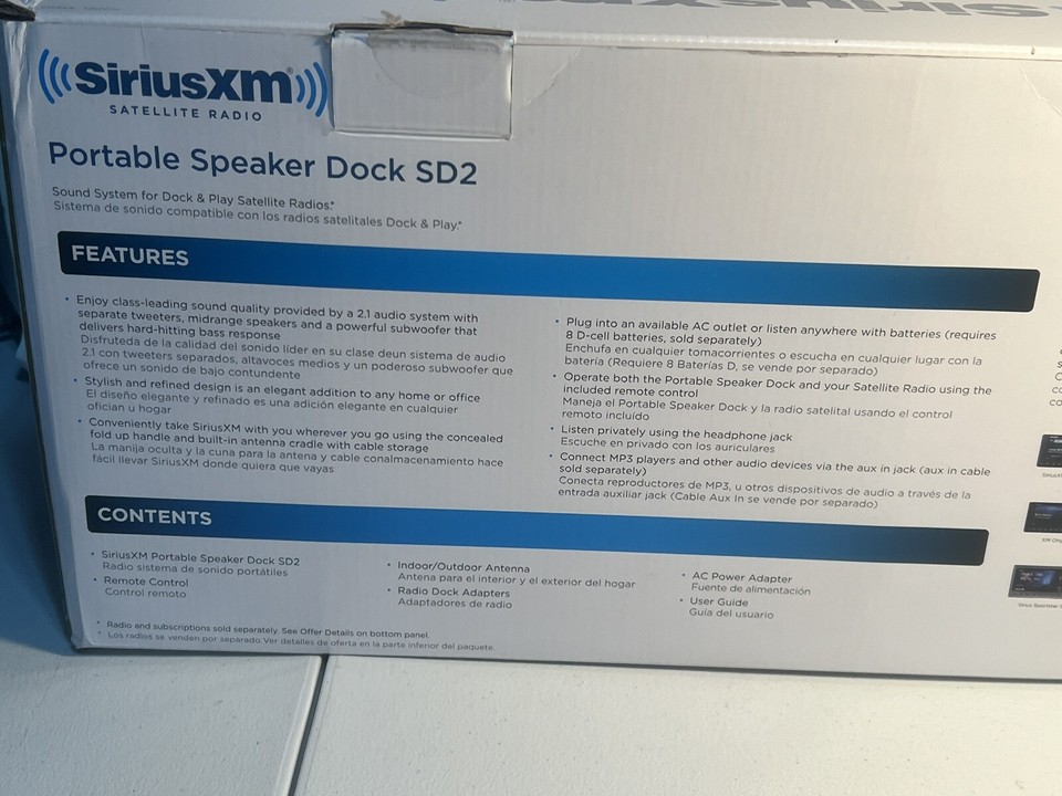 SiriusXM SXSD2 Boombox Onyx EZ XM Radio Receiver Power Supply Antenna ...