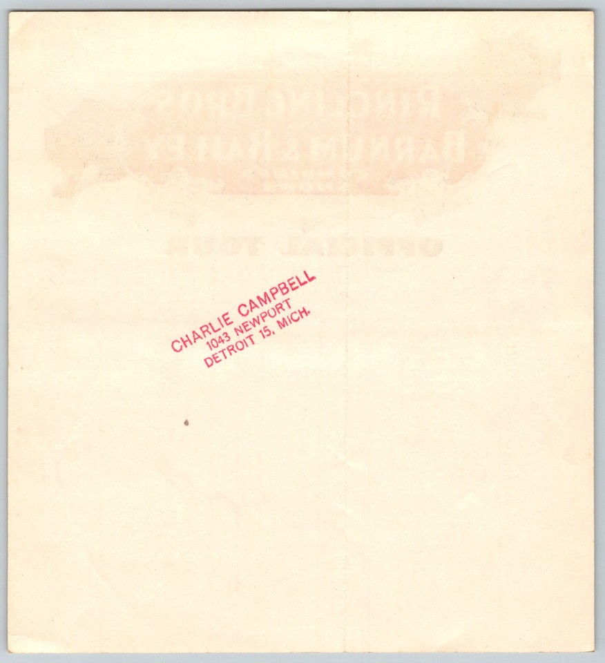 1950 Ringling Bros Barnum Bailey Circus Route Card Dallas Waco Austin ...