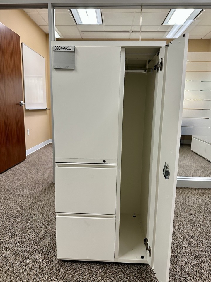 Herman Miller & Haworth Locking Storage Towers w/Wardrobe, Shelf and ...