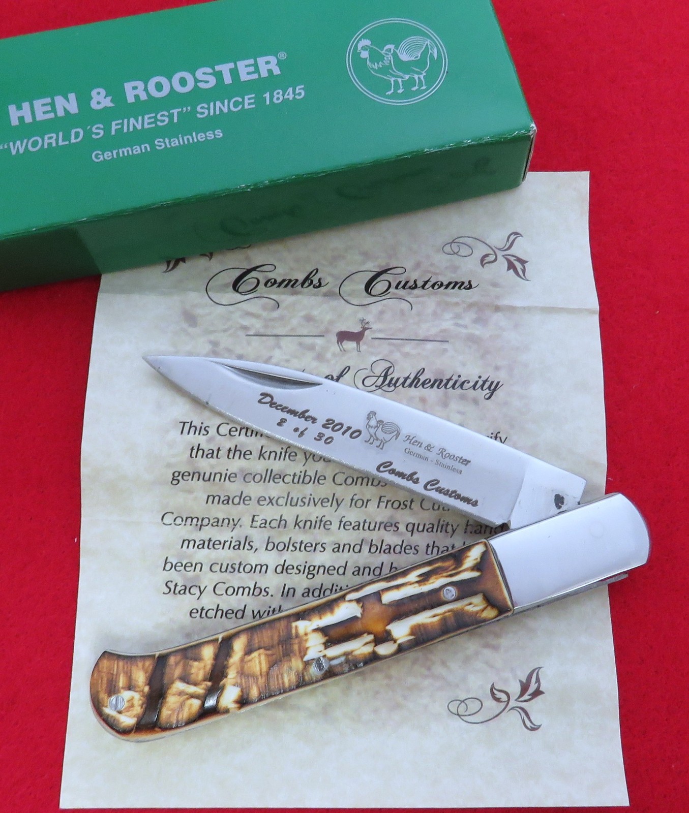 Hen & Rooster Knife Combs Customs Cross Themed 2010 #2 of 30 Made NR | eBay