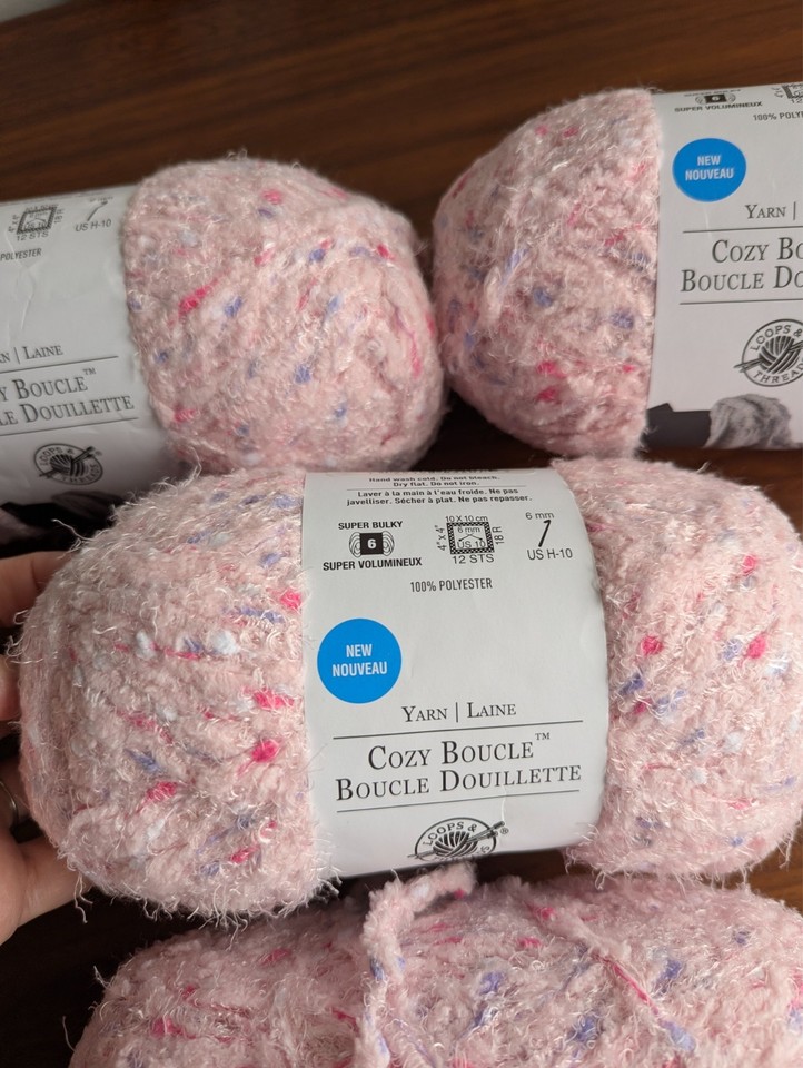4 Cozy Boucle Yarn Loops and Threads Knitting Crochet super Bulky Baby ...