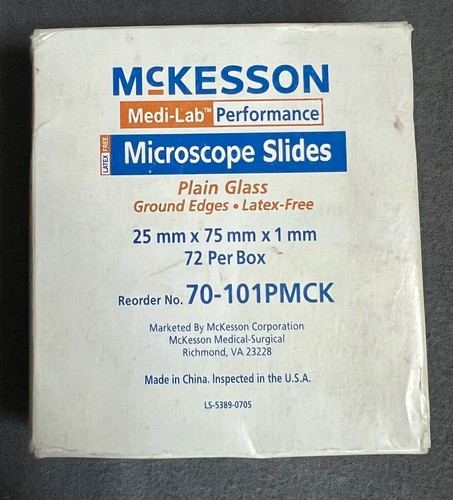 McKesson Medi-Lab Performance Microscope Slides Plain Glass 25 mm x ...