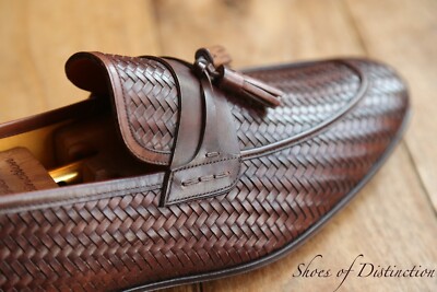 Magnanni Brown Woven Leather Shoes Tasselled Loafers Men's UK 10.5 US ...