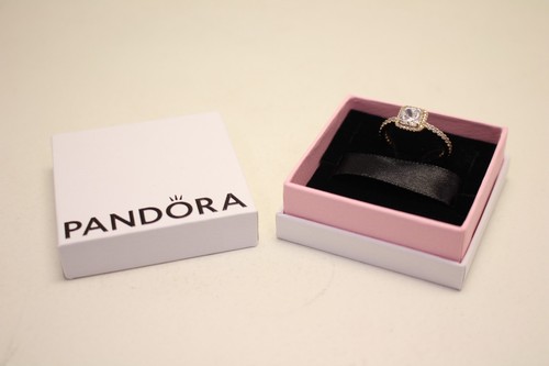 PANDORA Square Sparkle CZ Halo Ring 585 14KT in Box Size 6 (52) | eBay