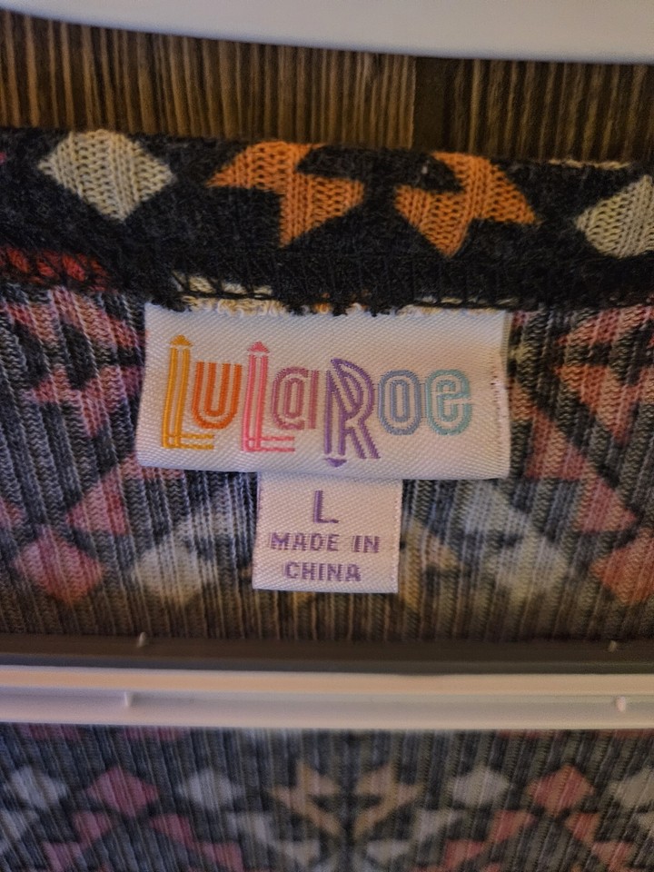 LuLaRoe Large Ribbed Orange Pink Blue Aztec Sarah Cardigan Sweater | eBay