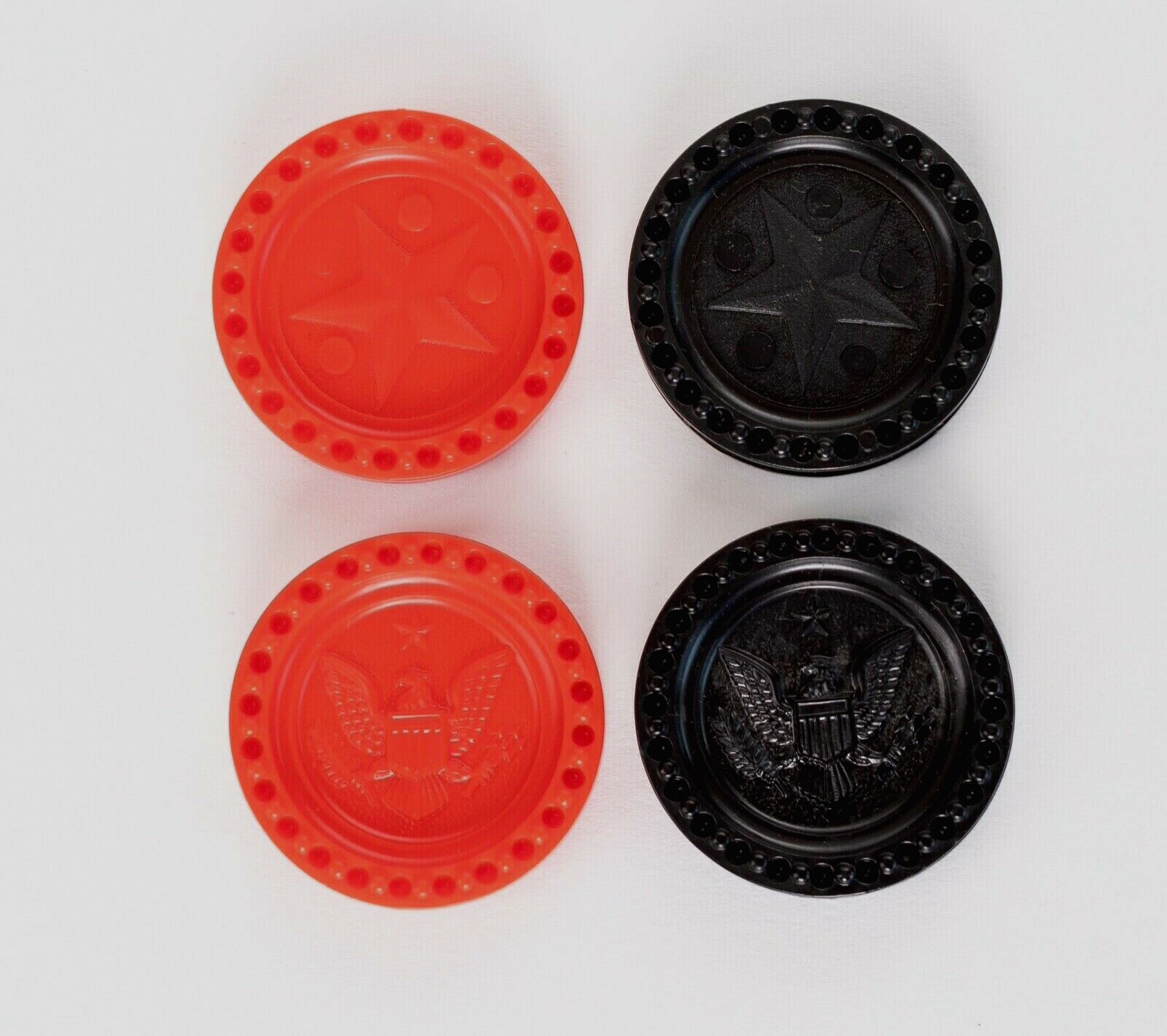 Checkers Vintage with Star and American Eagle Set of 2 Red and 2 Black ...