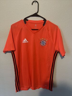 FC Bayern Munich Size LG Adidas Football Soccer Shirt Jersey~Orange | eBay