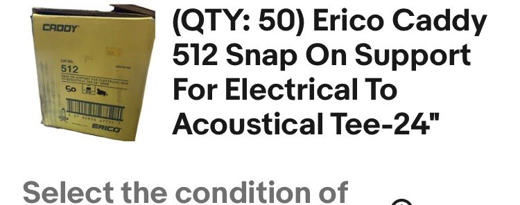 (QTY: 50) Erico Caddy 512 Snap On Support For Electrical To Acoustical ...