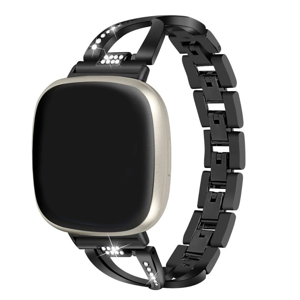 For Fitbit Versa 2 3 4 Sense Bling Diamond Stainless Steel Watch Band ...